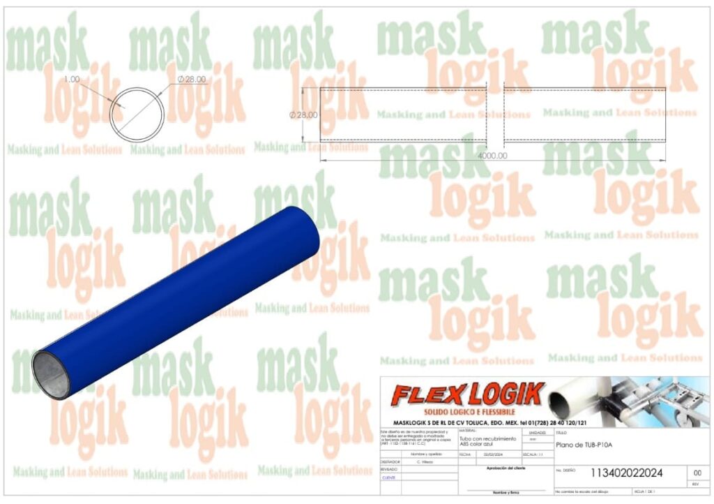 TUBO LEAN DE ACERO ABS AZUL DE 1MM - Masklogik